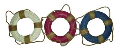 Assorted Wood Life Rings with Rope - Globe Imports