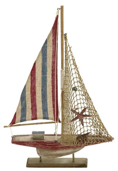 Rustic Decorative Wooden Sailboat - Globe Imports