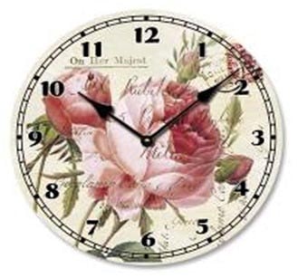 Pink Roses Wall Clock - Globe Imports