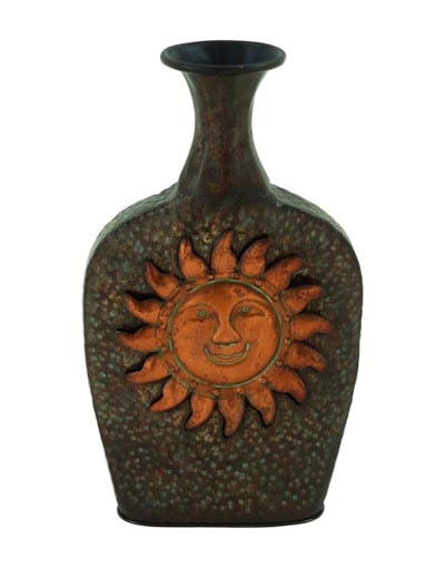 Metal Sun Face Vase - Globe Imports