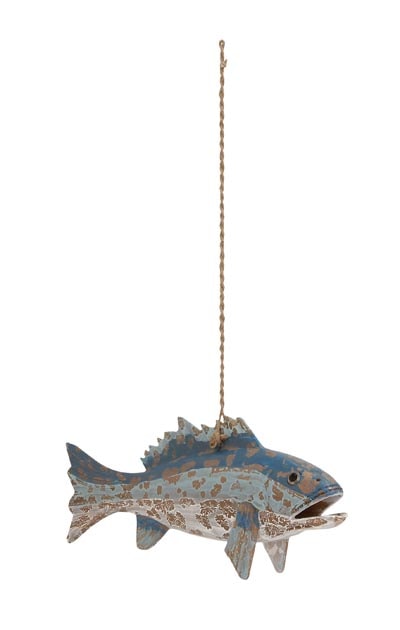 Wood Fish Hanging From Rope - Globe Imports