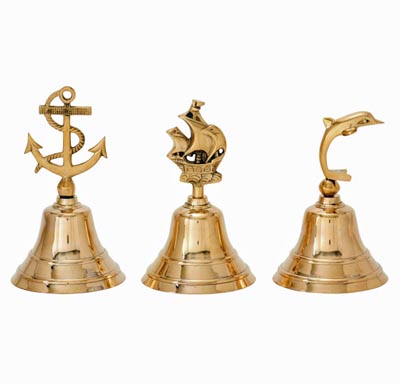 Assorted Nautical Brass Hand Bell - Globe Imports