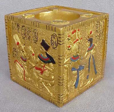 Polyresin Egyptian Cube Candleholder - Globe Imports