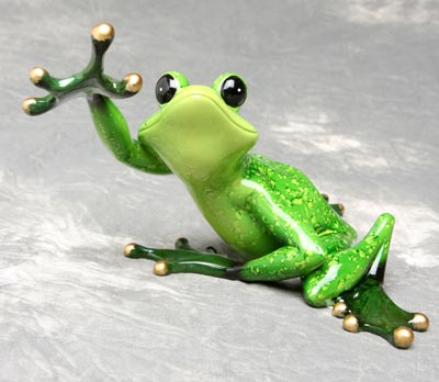 Lacquered Green High-Five Frog - Globe Imports