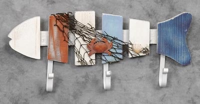 Fish Shaped Triple Coat Hooks - Globe Imports