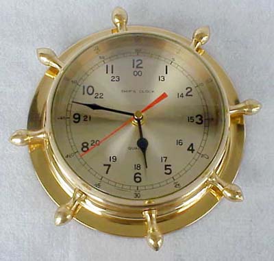 Brass Ship's Wheel Clock - Globe Imports
