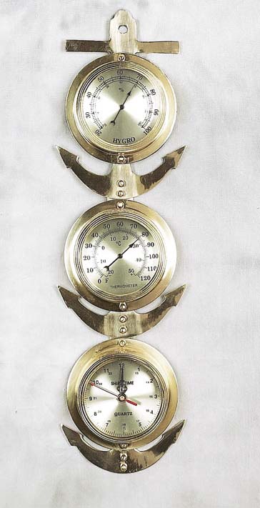 Brass Weather Station Clock - Globe Imports