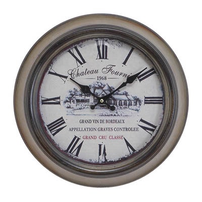 Wine Chateau Vintage Wall Clock - Globe Imports