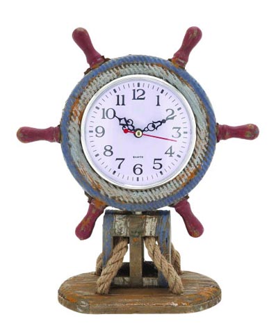 Rustic Nautical Pulley Clock - Globe Imports