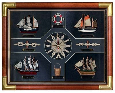 Nautical Shadow Box Wall Clock - Globe Imports