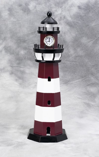 Wooden Lighthouse with Clock - Globe Imports