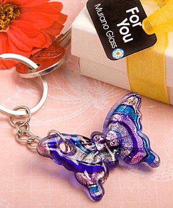 Glass Butterfly Key Ring - Globe Imports
