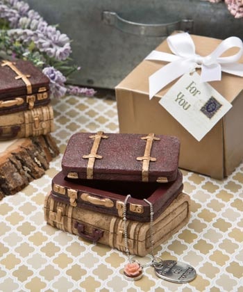 Vintage Suitcases Trinket Box - Globe Imports
