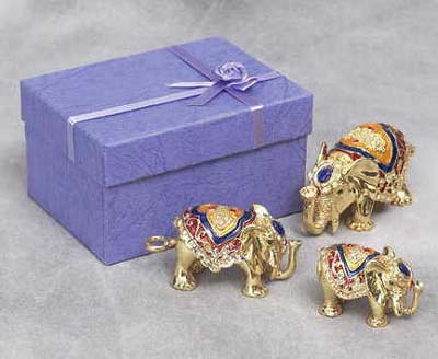 Enameled Set of 3 Elephant Boxes - Globe Imports