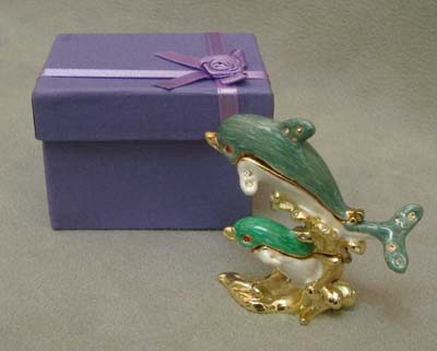 Enameled Dolphin Box - Globe Imports