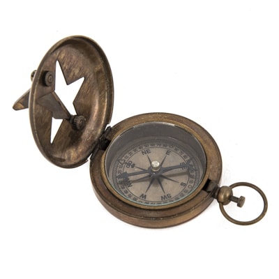 Antique Brass Sundial Compass - Globe Imports