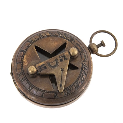Antique Brass Sundial Compass - Globe Imports