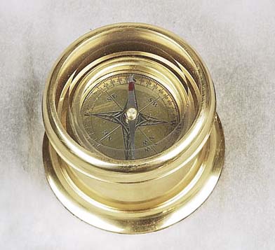 Brass Compass Under Glass - Globe Imports