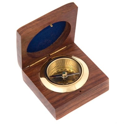 Compass Mounted in Wood Box - Globe Imports