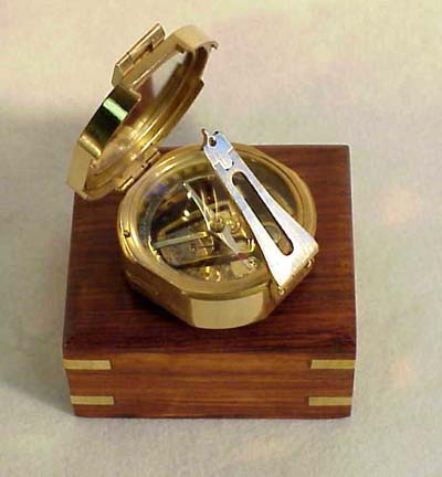 Brass Compass with Wood Box - Globe Imports