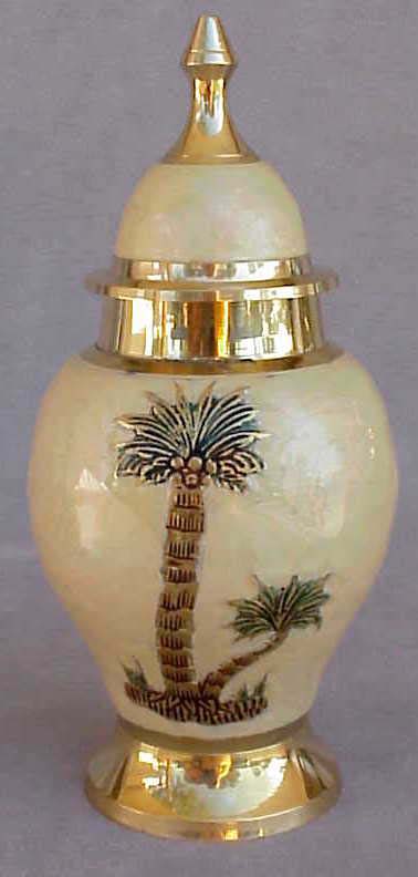 Brass Palm Tree Temple Jar - Globe Imports