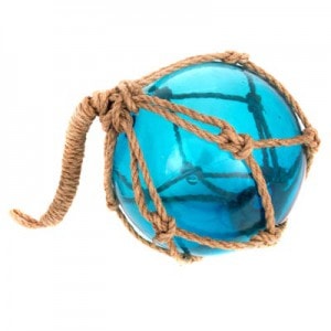 Aqua Glass Float with Rope - Globe Imports