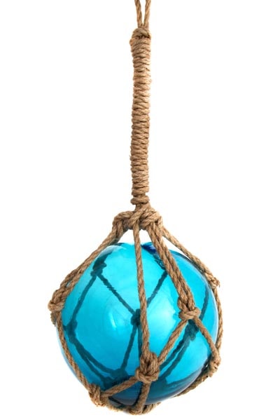 Aqua Glass Float with Rope - Globe Imports