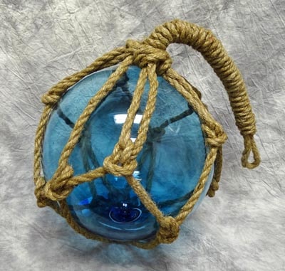 Aqua Glass Float with Rope - Globe Imports