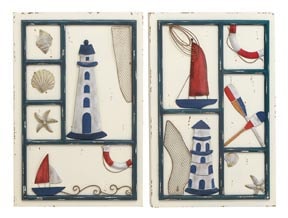 Set of 2 Nautical Distressed Plaques - Globe Imports