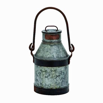 Galvanized Metal Reproduction Milk Can - Globe Imports