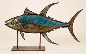 Metal Fish on Stand - Globe Imports