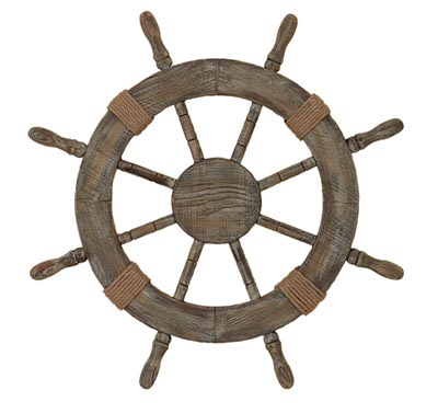 Rustic Wooden Ship Wheel - Globe Imports