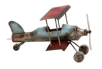 Metal Bi-Wing Airplane - Globe Imports
