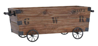 Rustic Cart on Wheels - Globe Imports