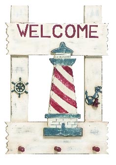 Rustic Lighthouse Welcome Sign - Globe Imports