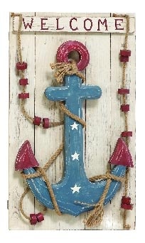 Rustic Anchor Welcome Sign - Globe Imports