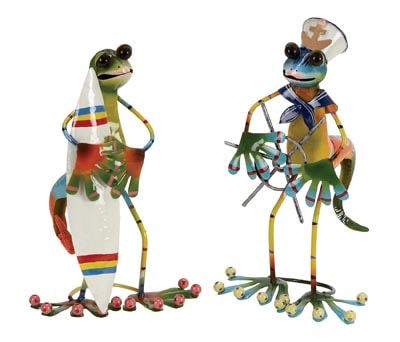 Set of 2 Whimsical Metal Lizards - Globe Imports