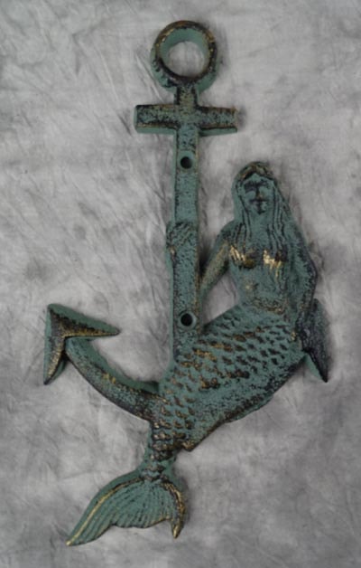 Verdigris Wall Anchor Mermaid - Globe Imports