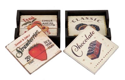 Set of 2 Food Coaster Sets - Globe Imports