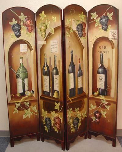 Painted Wooden Wine Screen - Globe Imports