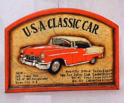 Wooden Classic Car Sign - Globe Imports