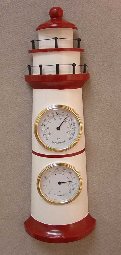 Wooden Weather Station Lighthouse - Globe Imports