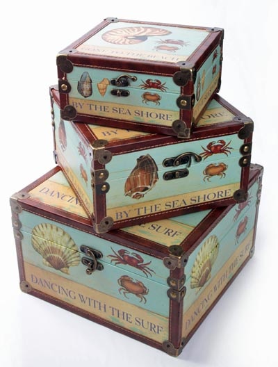 Set of 3 Shell Boxes - Globe Imports