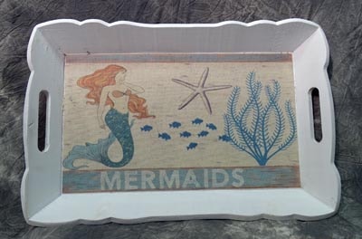 Wooden Mermaid Tray - Globe Imports