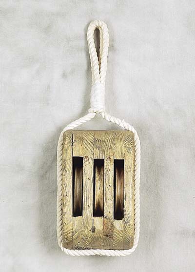 Wood and Rope Pulley - Globe Imports