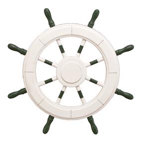 White and Blue Ship Wheel - Globe Imports