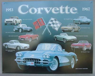 Metal Sign, Corvette - Globe Imports