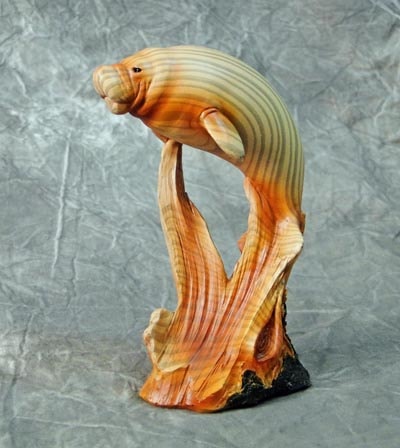 Wood Look Manatee Figurine - Globe Imports