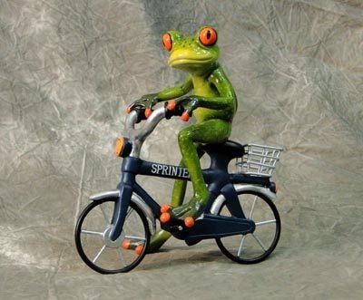 Frog Riding a Bicycle - Globe Imports