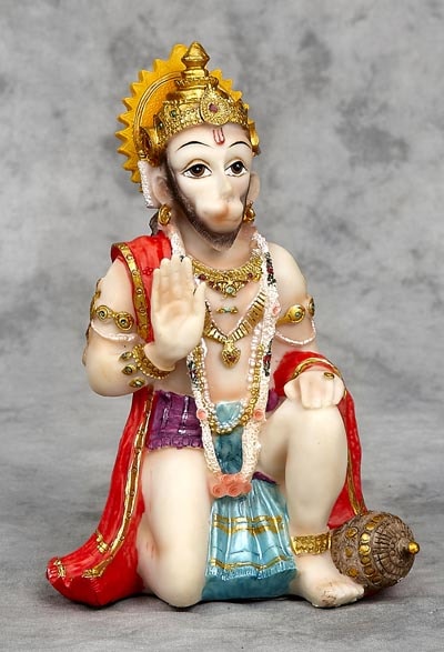 Kneeling Hanuman Figurine - Globe Imports